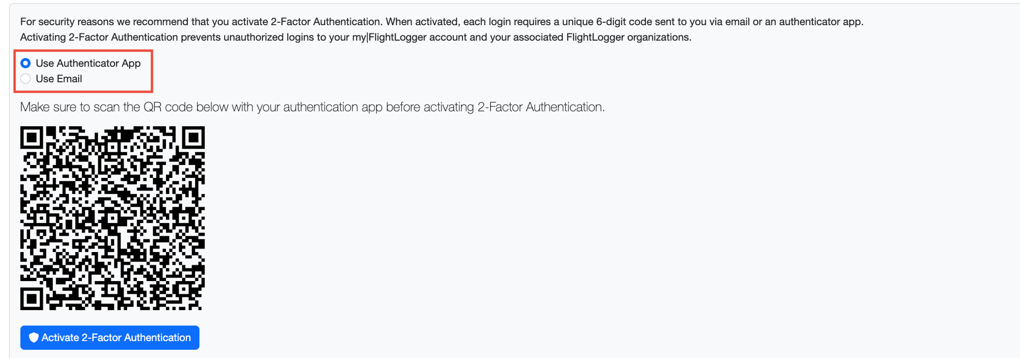 Enforcing 2-factor authentication across FlightLogger